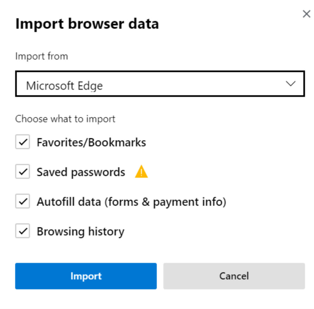 Import data from other browsers on Microsoft Edge